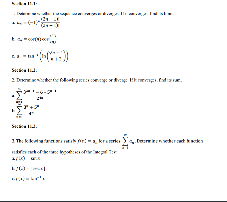 Solved 1. Determine whether the sequence converges or | Chegg.com