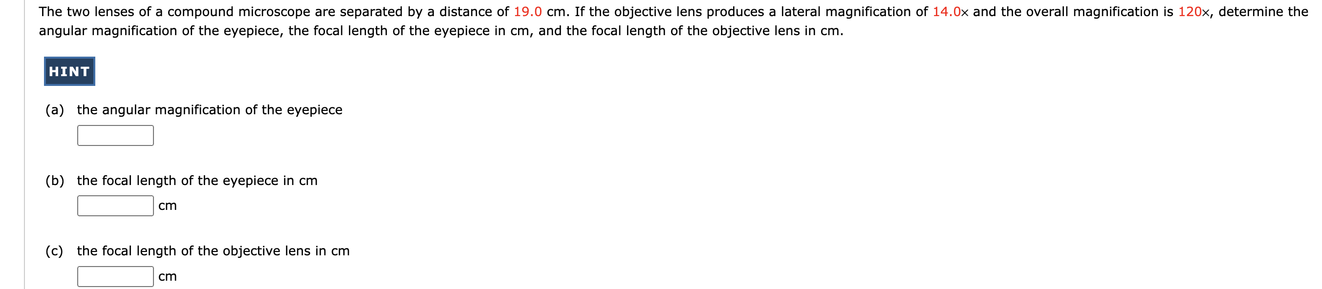 Solved angular magnification of the eyepiece, the focal | Chegg.com