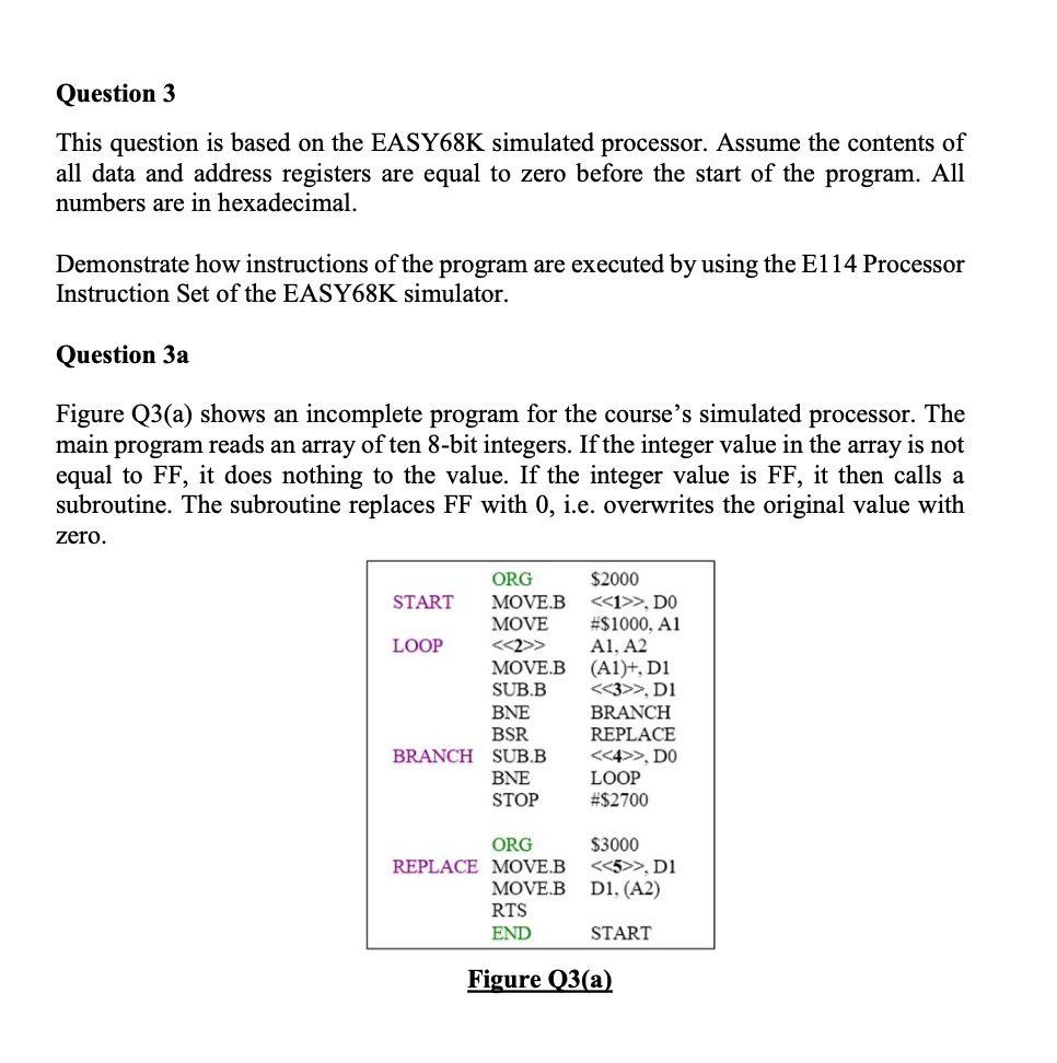 Solved Question 3 This question is based on the EASY68K | Chegg.com