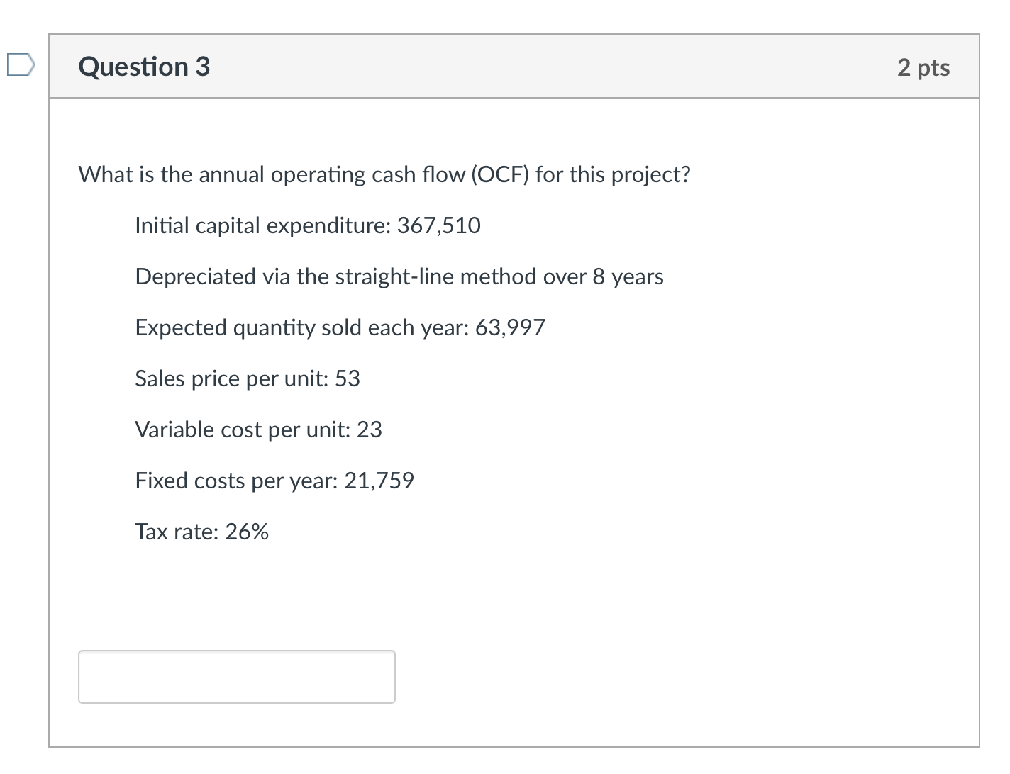 Solved What is the annual operating cash flow (OCF) for this | Chegg.com