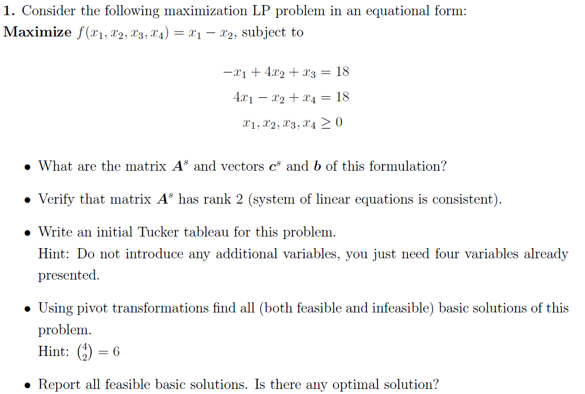 Solved Consider the following maximization LP problem in an | Chegg.com