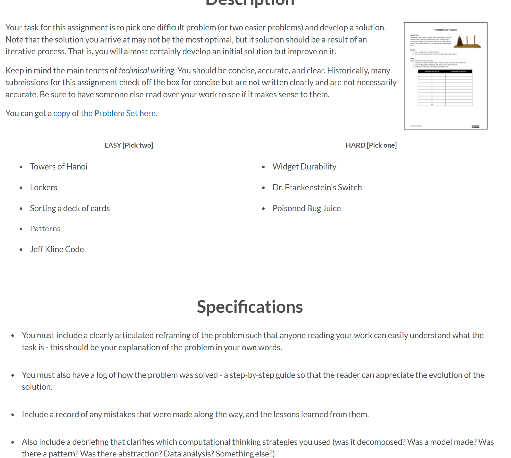 Solved Your task for this assignment is to pick one | Chegg.com