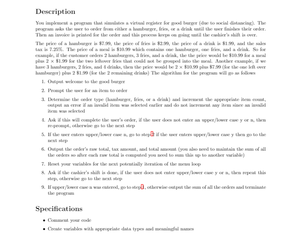 Solved Description You implement a program that simulates a | Chegg.com