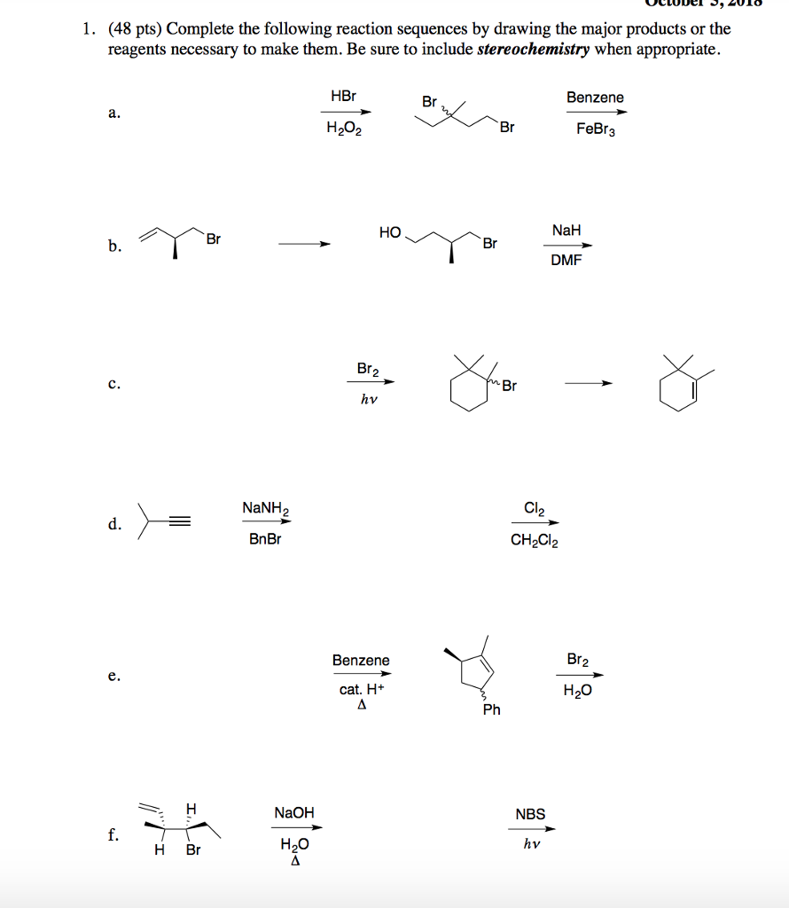 Solved Complete the following reaction sequences by drawing | Chegg.com