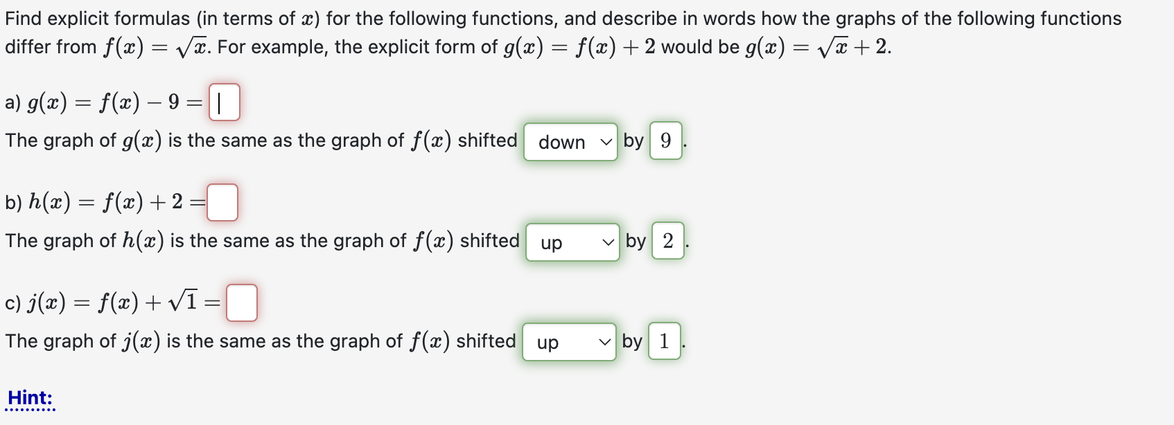 Solved Find explicit formulas (in terms of x ) for the | Chegg.com