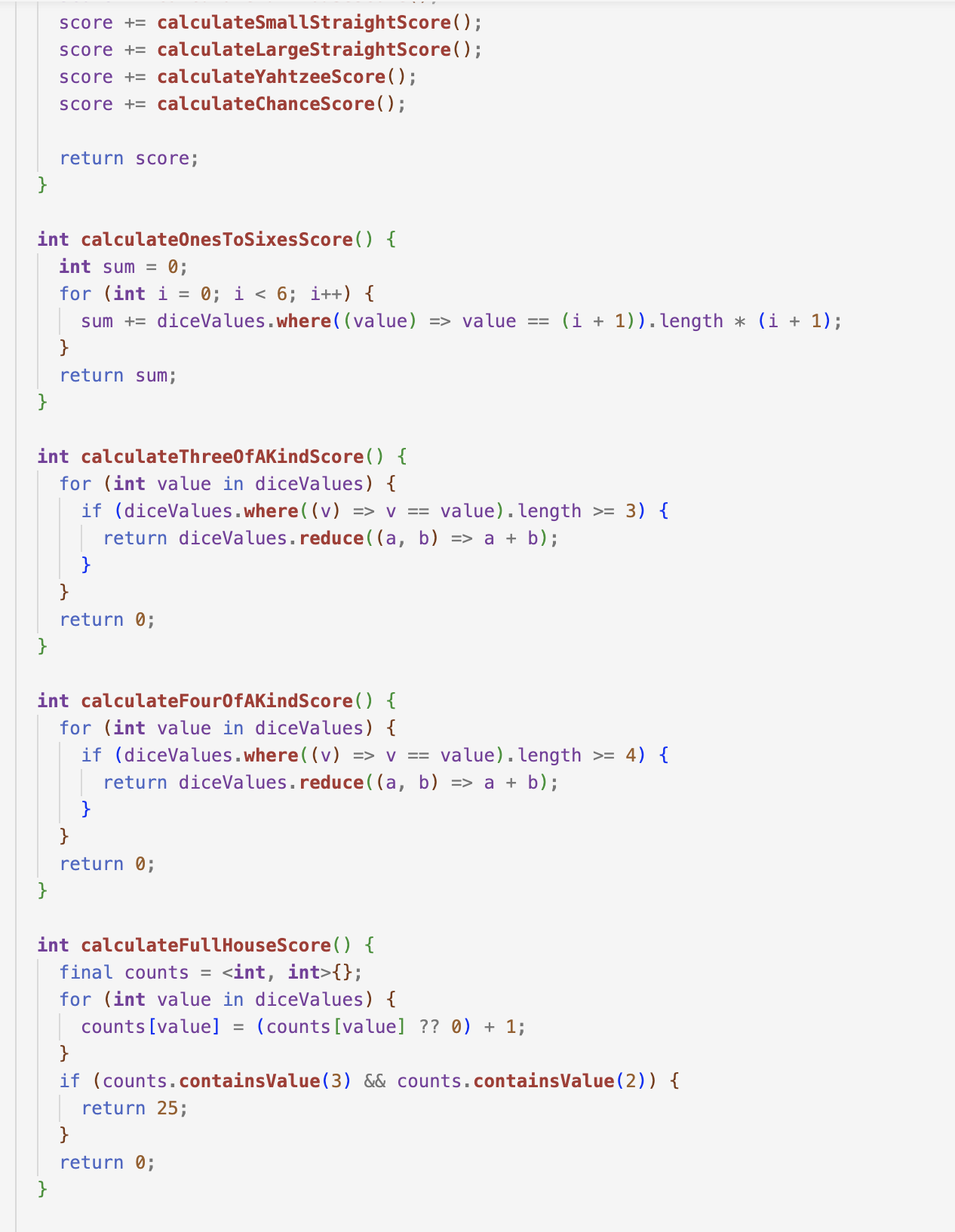 Solved CODE A YAHTZEE GAME IN DART PROGRAMMING LANGUAGE TO | Chegg.com