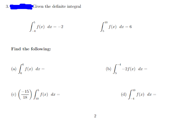 Solved 3. Given the definite integral | Chegg.com