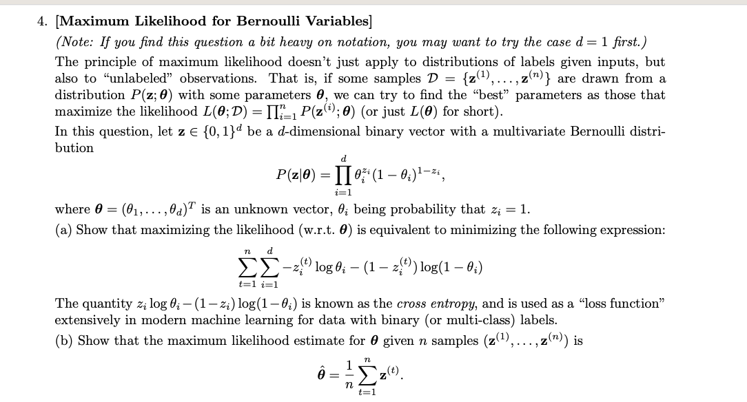 Maximum Likelihood For Bernoulli Variables Note 