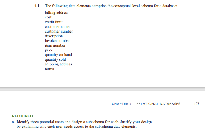 Solved 4.1 The following data elements comprise the | Chegg.com