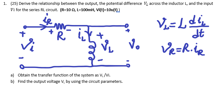 Solved 1. (25) Derive the relationship between the output, | Chegg.com
