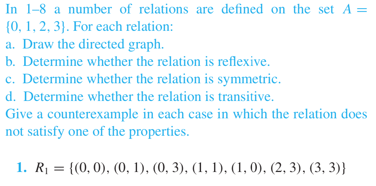 Solved In 1–8 a number of relations are defined on the set A | Chegg.com