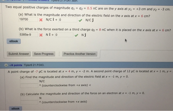 Solved Two equal positive charges of magnitude q1 q2 = 0.5 | Chegg.com