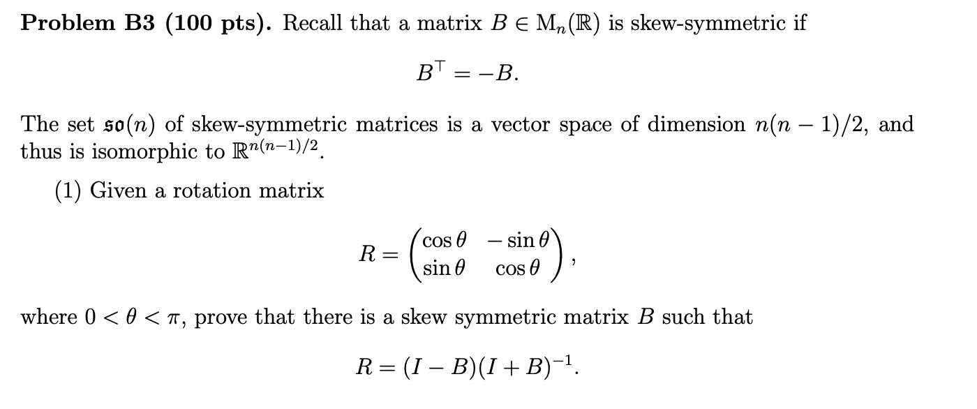 Solved Problem B3 100 Pts Recall That A Matrix Be Mnr 0699