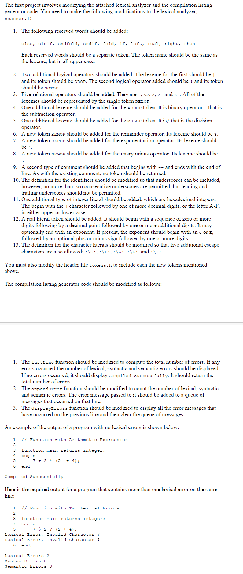 Solved The first project involves modifying the attached | Chegg.com