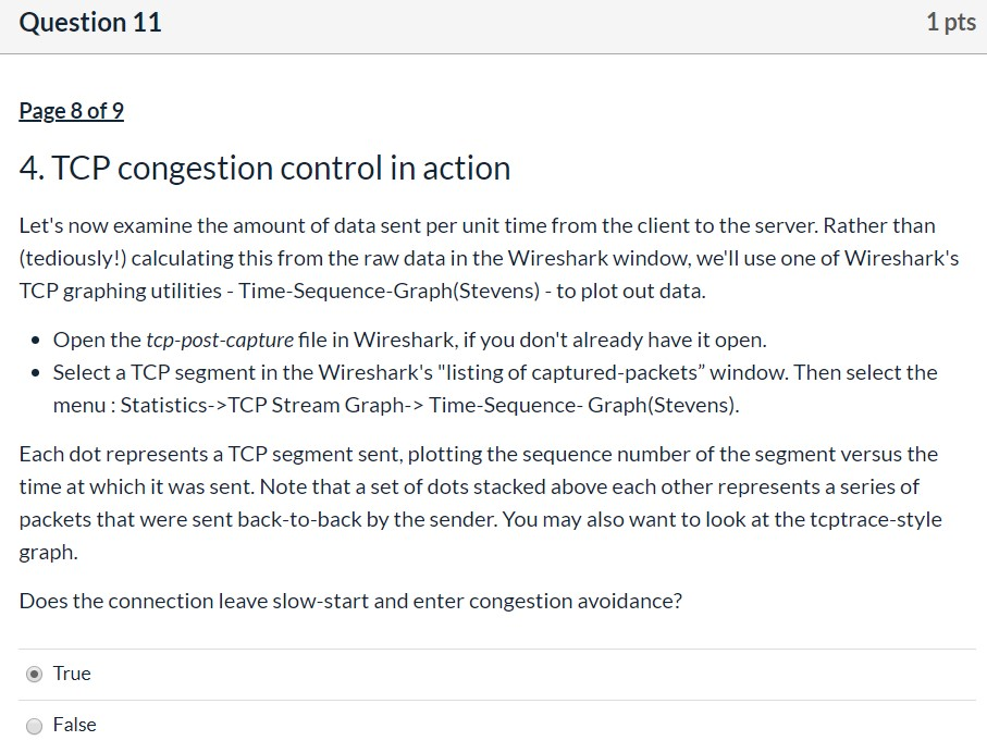 Solved Question 11 1 pts Page 8 of 9 4. TCP congestion | Chegg.com
