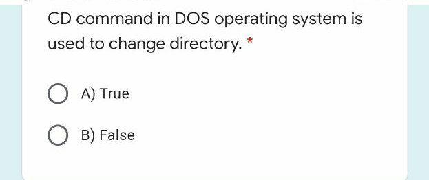 Solved CD command in DOS operating system is used to change | Chegg.com