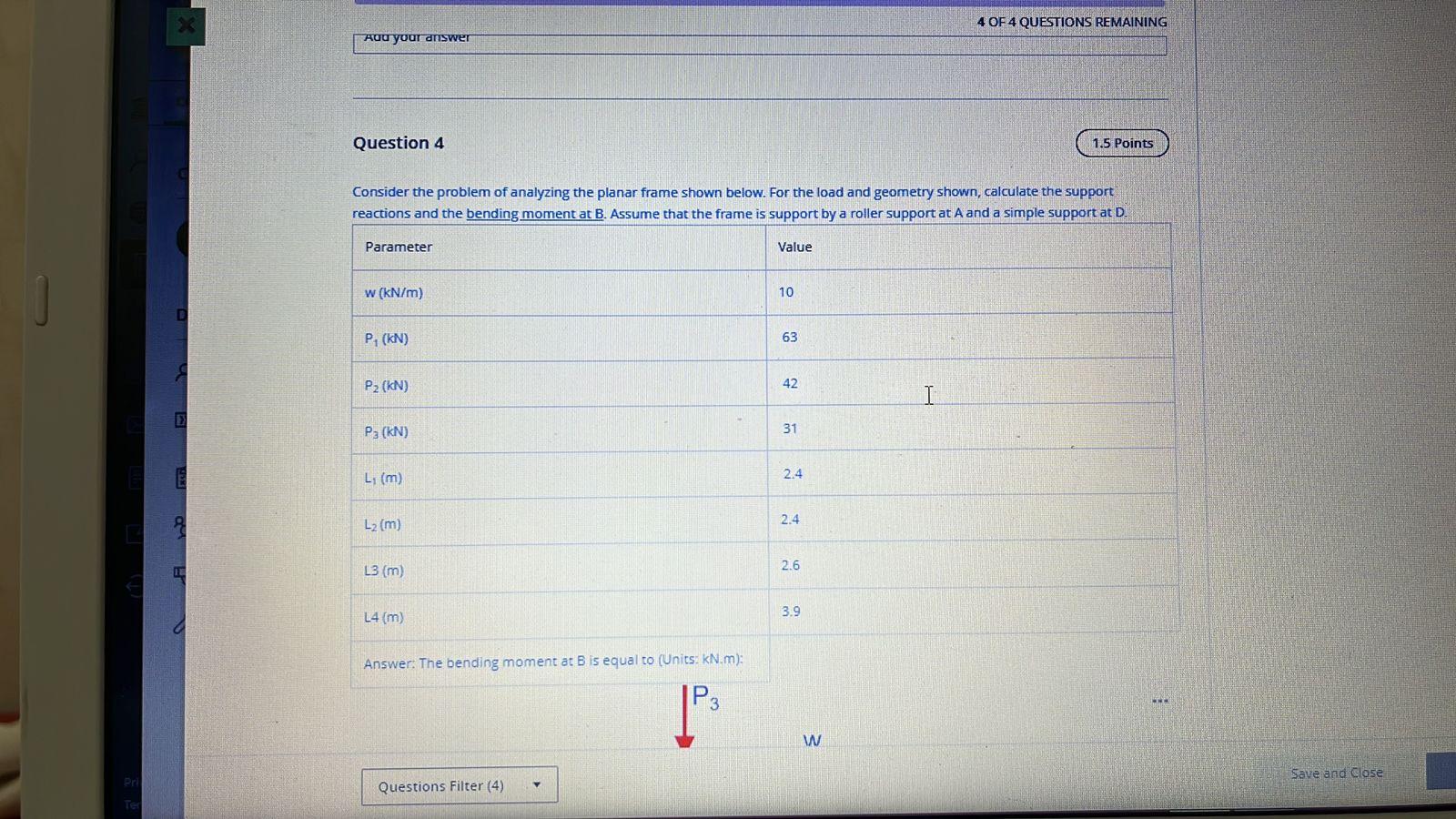 Solved Consider the problem of analyzing the planar frame | Chegg.com