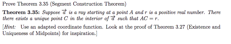 Solved Prove Theorem 3.35 (Segment Construction Theorem) | Chegg.com