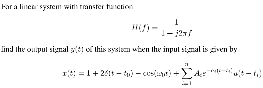 Solved For a linear system with transfer function H(S) 1 1 + | Chegg.com