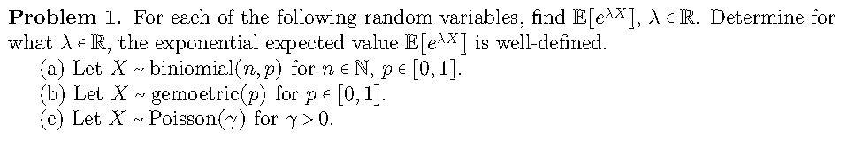 Solved Problem 1. For each of the following random | Chegg.com
