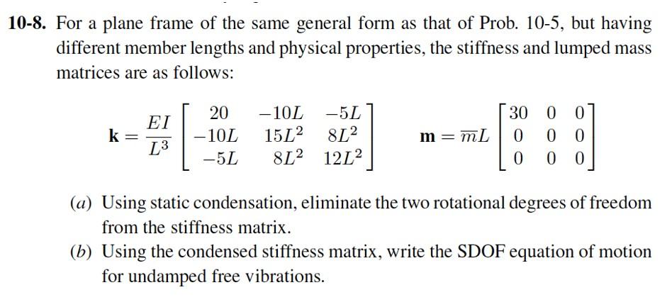 0-8. For a plane frame of the same general form as | Chegg.com