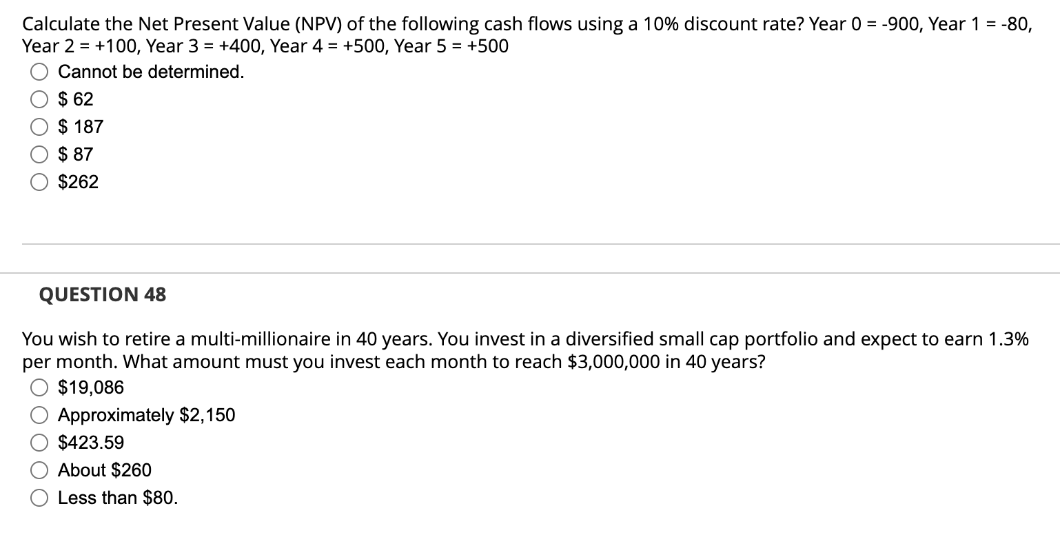 Solved Calculate the Net Present Value (NPV) of the | Chegg.com