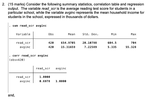 Solved 2. (15 marks) Consider the following summary | Chegg.com