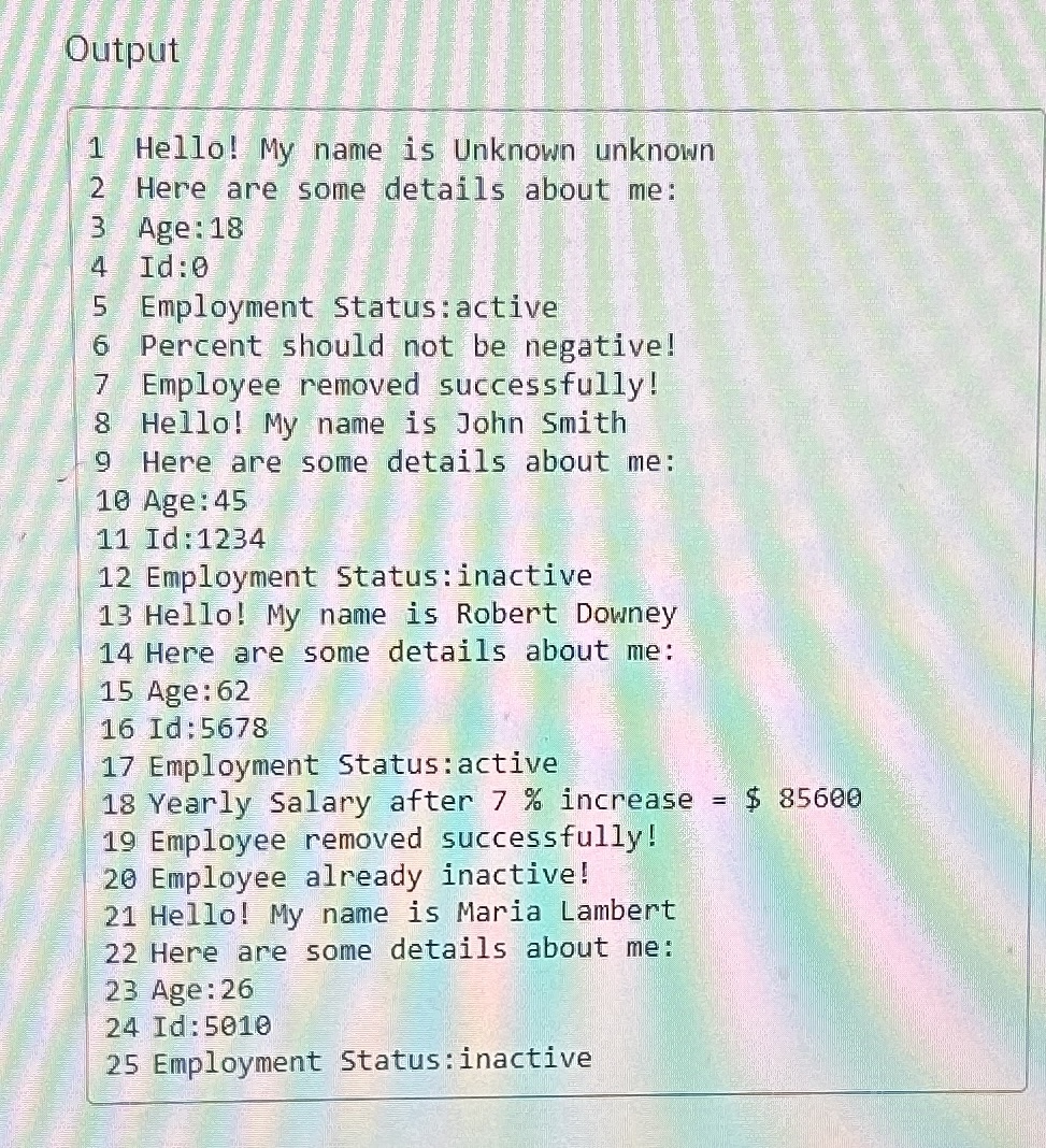 Solved Employee.cs using System; class Employee private | Chegg.com