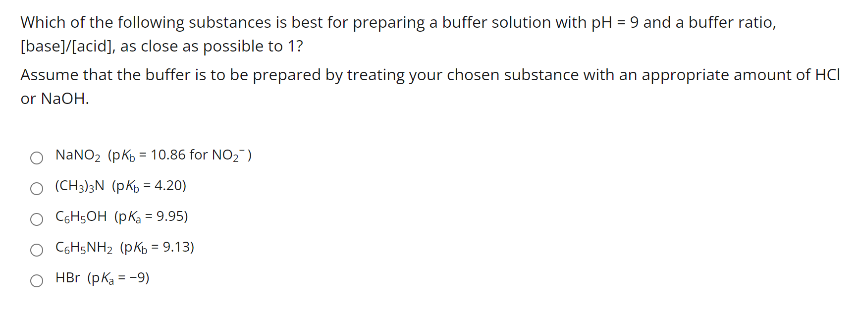 Solved Which of the following substances is best for | Chegg.com