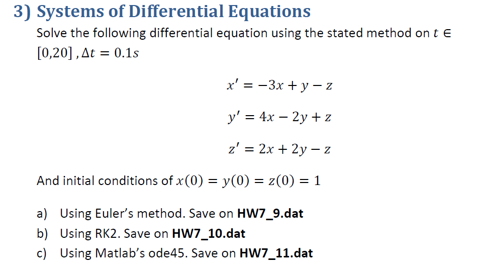 Solved 3) Systems of Differential Equations Solve the | Chegg.com