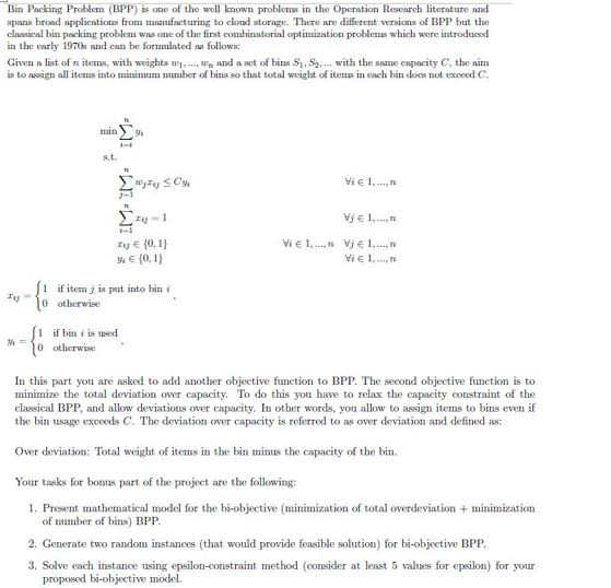 Bin Packing Problem (BPP)鶵one of the well known | Chegg.com