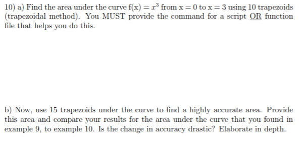 Solved 10) a) Find the area under the curve f(x)=r" from x=0 | Chegg.com