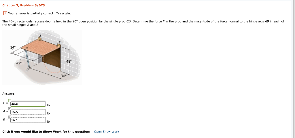 Solved Chapter 3, Problem 3/073 Your answer is partially | Chegg.com