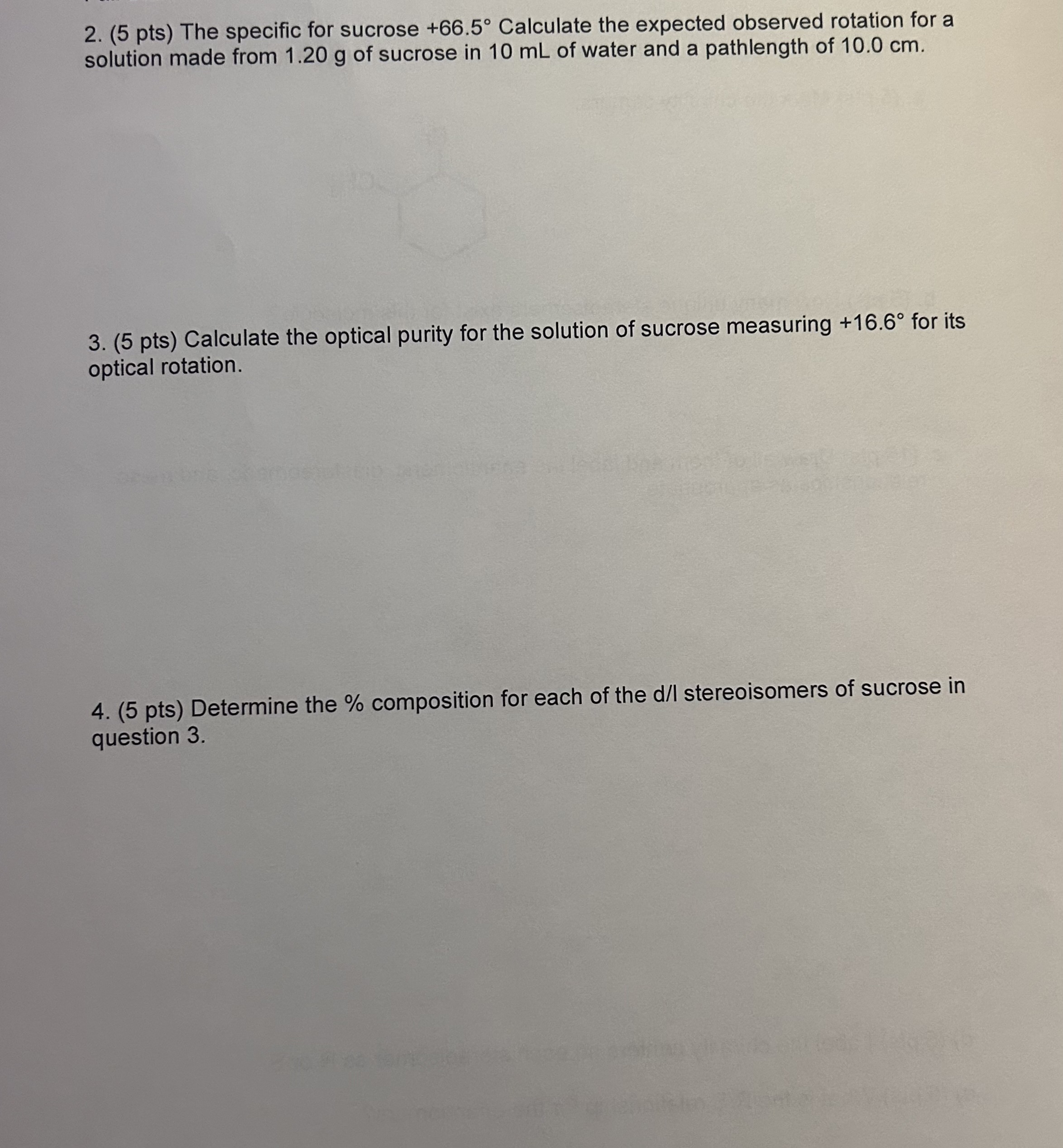 Solved 1. ﻿The specific for sucrose +66.5° ﻿Calculate the | Chegg.com