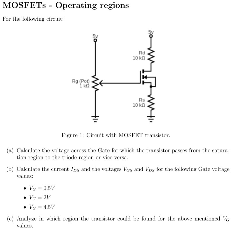 Solved MOSFETs - Operating regions For the following | Chegg.com