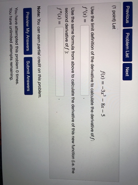 Solved Previous Problem ListNext (1 point) Assume that f(x) | Chegg.com