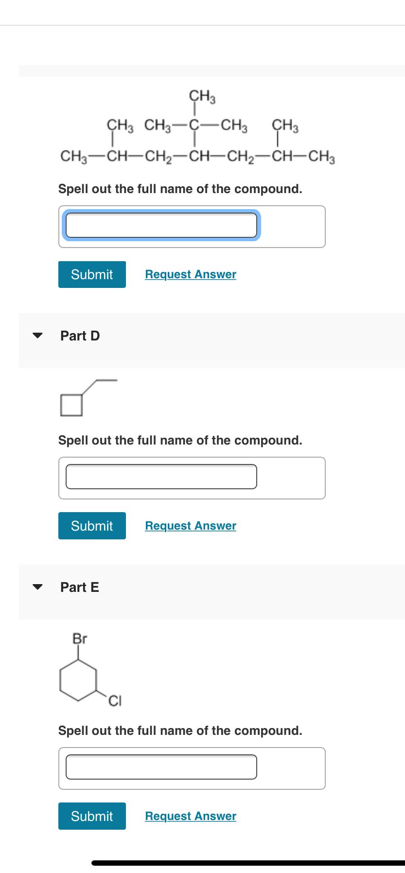 Solved CH3 CH3 CH3-¢-CH3 CH3 CH3-CH-CH2-CH-CH2-CH-CH3 Spell | Chegg.com
