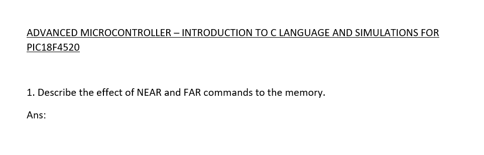 Solved ADVANCED MICROCONTROLLER - INTRODUCTION TO C LANGUAGE | Chegg.com