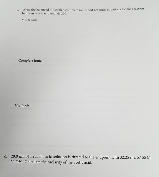 Solved c. Write the balanced molecular, complete ionic, and | Chegg.com