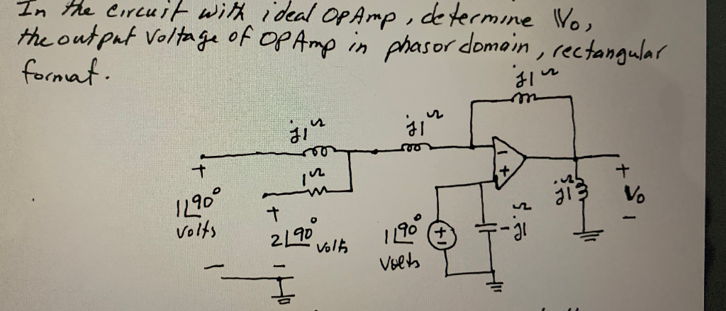 Solved In the circuit with ideal Op Amp , determine No, the | Chegg.com
