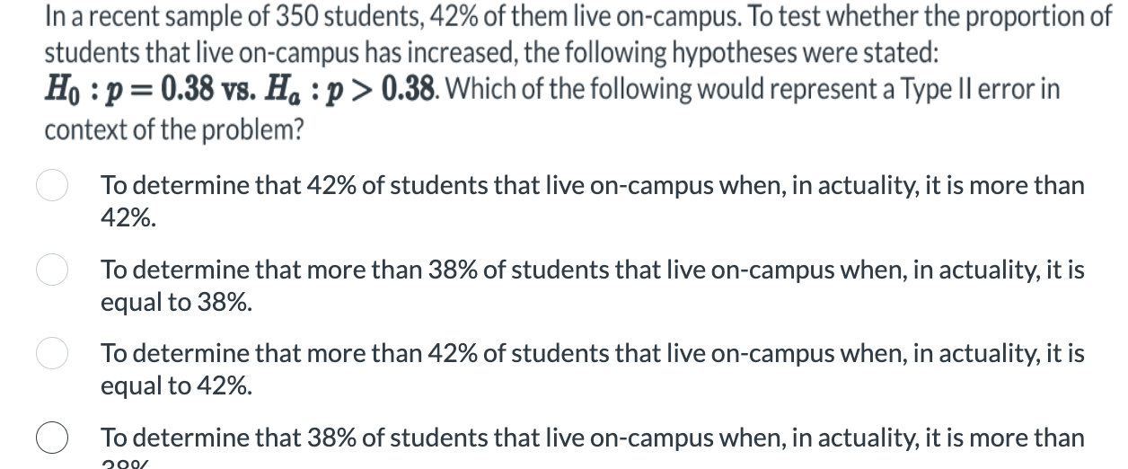 Solved In a recent sample of 350 ﻿students, 42% ﻿of them | Chegg.com
