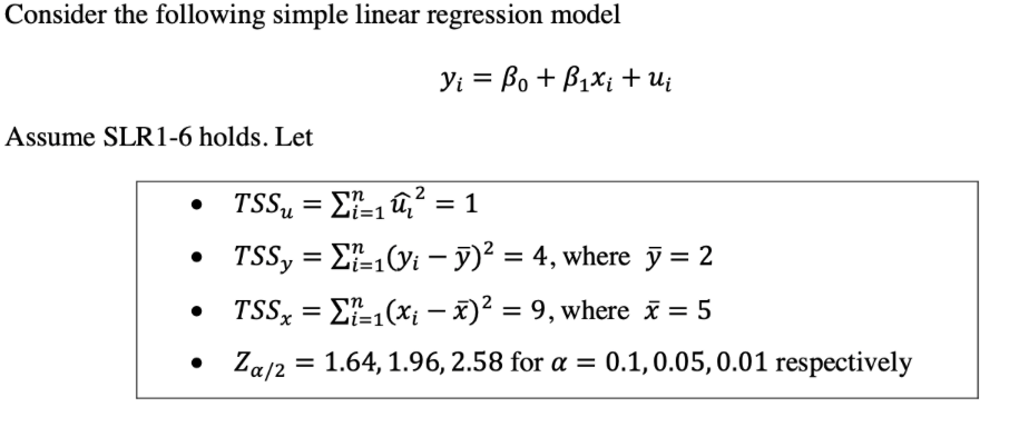 Solved Consider the following simple linear regression model | Chegg.com