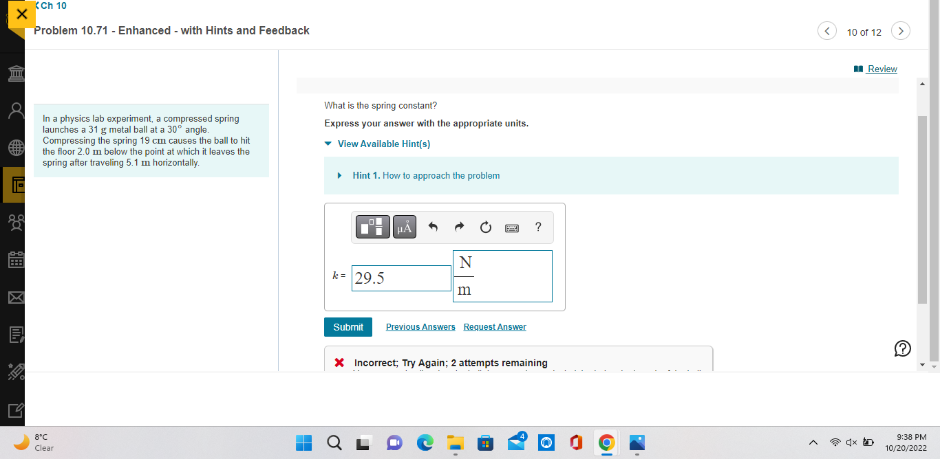 Solved Problem 10.71 - Enhanced - with Hints and Feedback In | Chegg.com