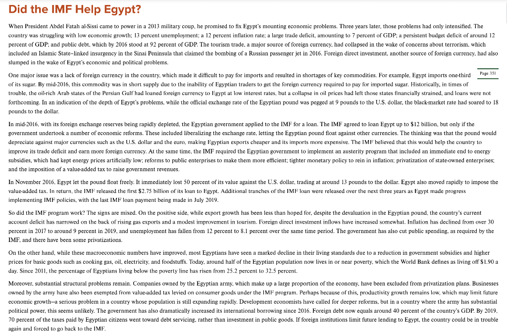 Solved When President Abdel Fatah al-Sissi came to power in | Chegg.com