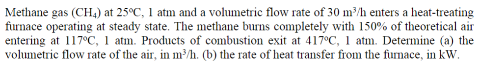 Solved Methane gas (CH4) at 25∘C,1 atm and a volumetric flow | Chegg.com