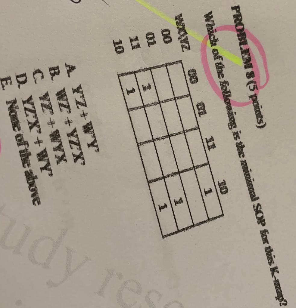 Solved PROBLEM 10 (5 points) Find the minimal SOP expression | Chegg.com