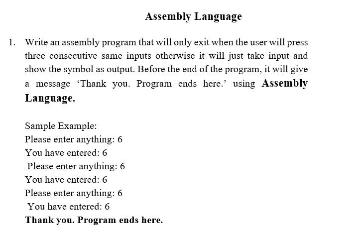 Assembly Language 1. Write an assembly program that | Chegg.com