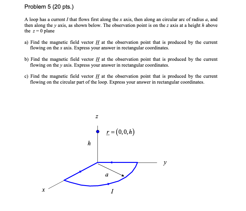 Solved Problem 5 (20 pts.) A loop has a current I that flows | Chegg.com