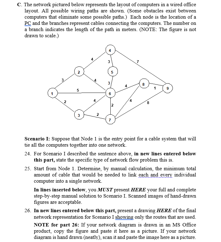 Solved C. ﻿The network pictured below represents the layout | Chegg.com