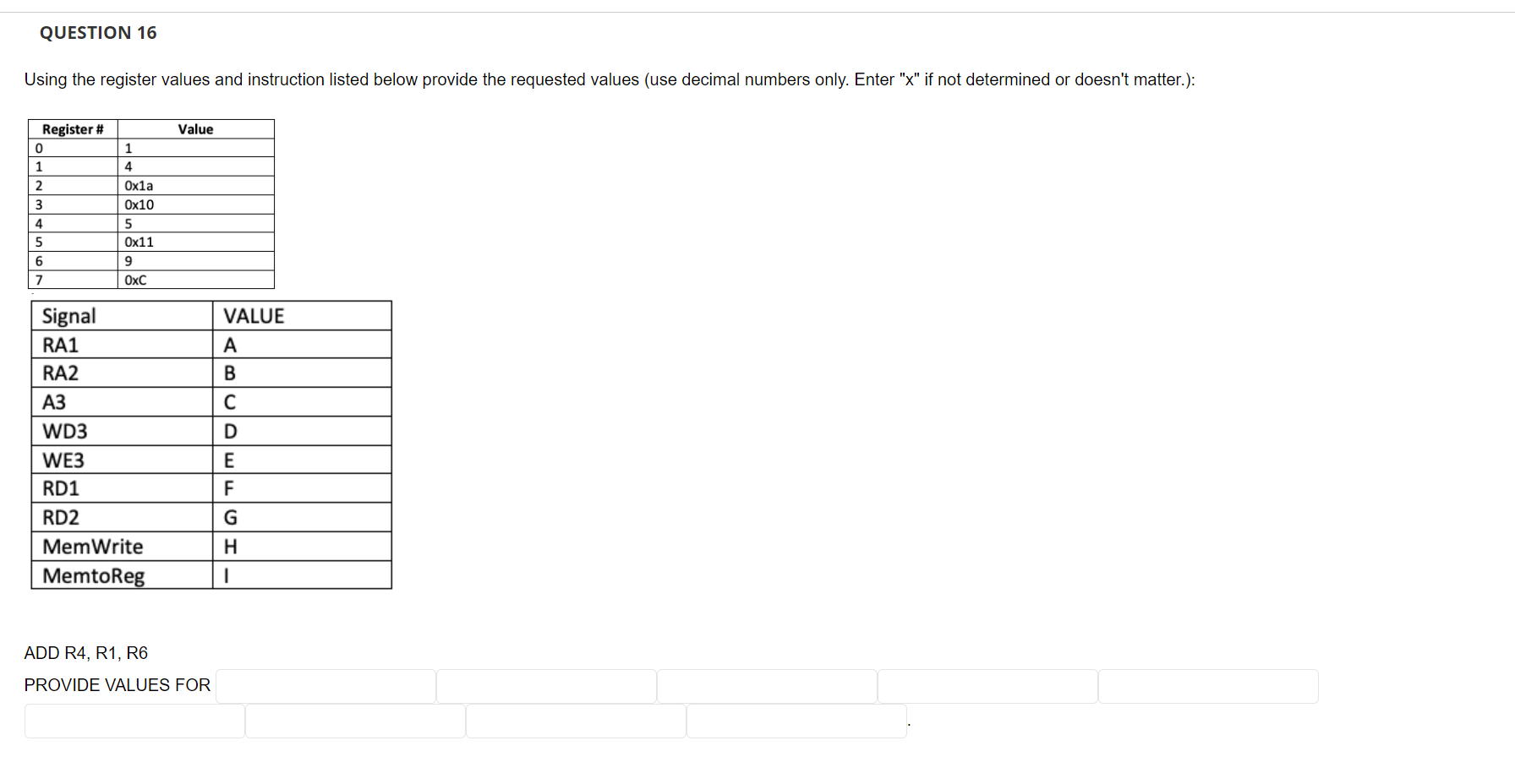 Solved QUESTION 16 Using the register values and instruction | Chegg.com